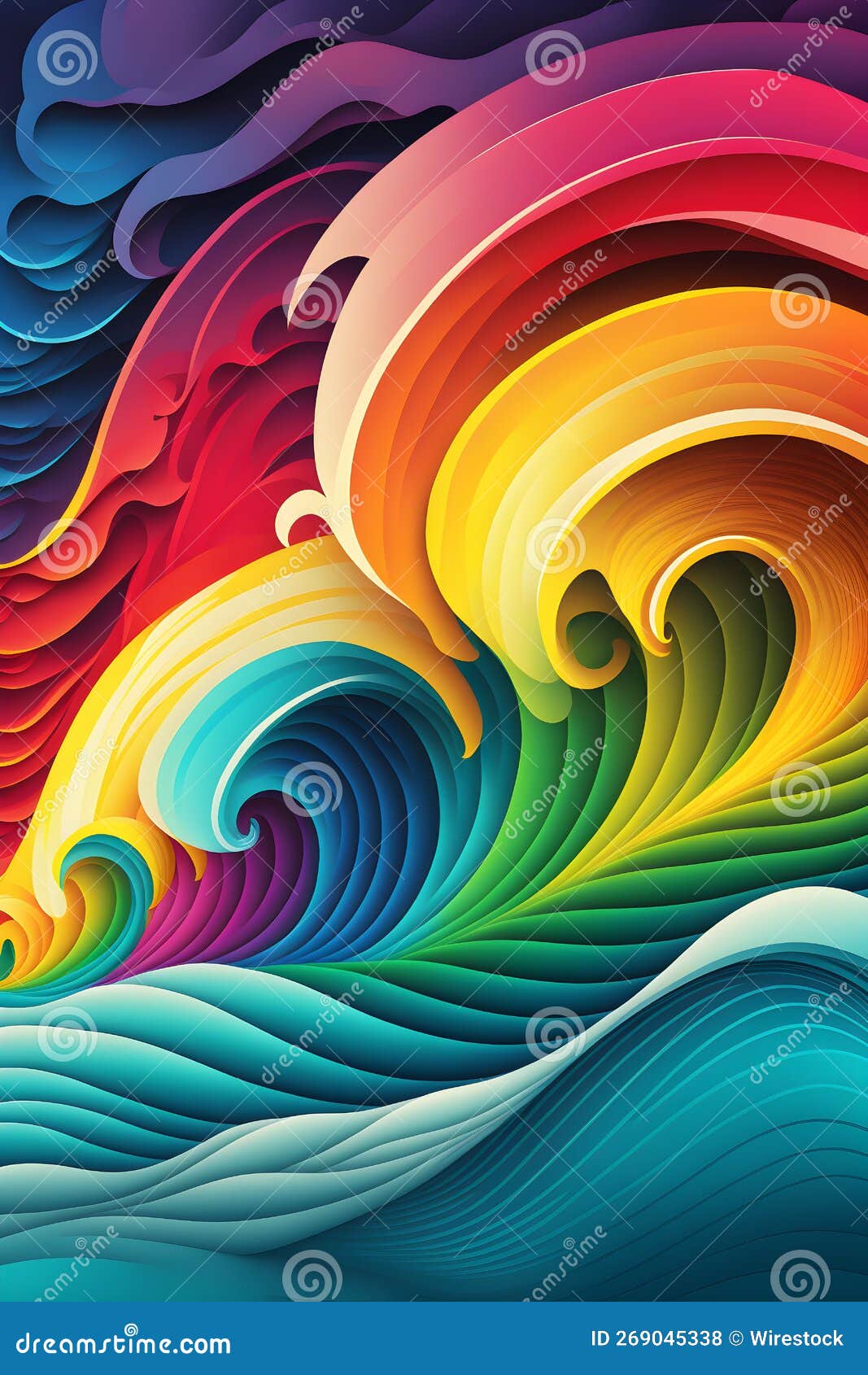AI Generated Illustration of Abstract Colorful Waves from Inks, Cool ...