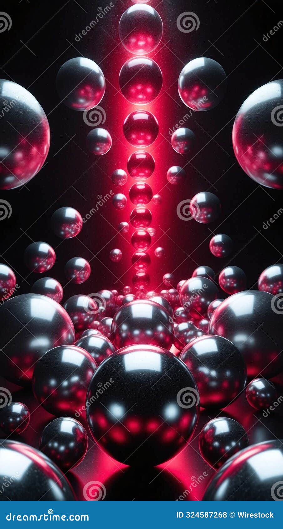 AI Generated Illustration of Abstract 3D Render of Metallic Spheres ...
