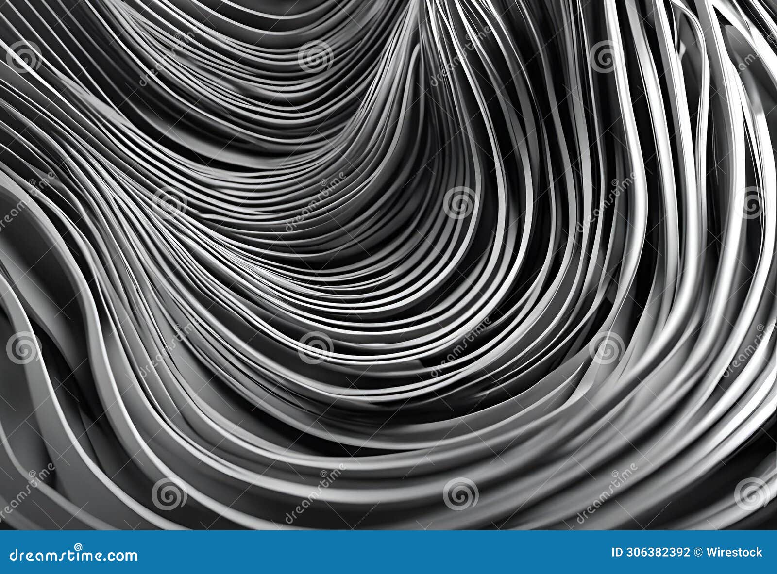 Abstract Monochrome Waves Pattern with Dynamic Swirls. Stock Photo ...