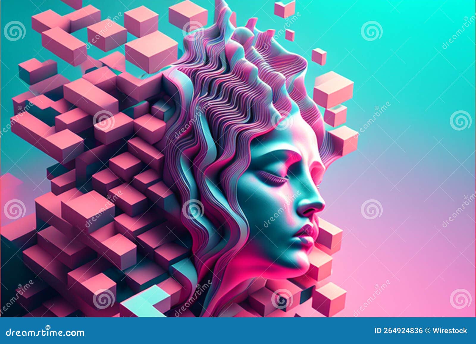 AI Generated Illustration of an Abstract Person S Face on a Gradient ...