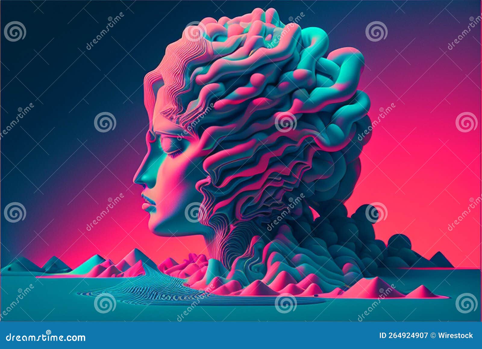 AI Generated Illustration of an Abstract Person S Face on a Gradient ...