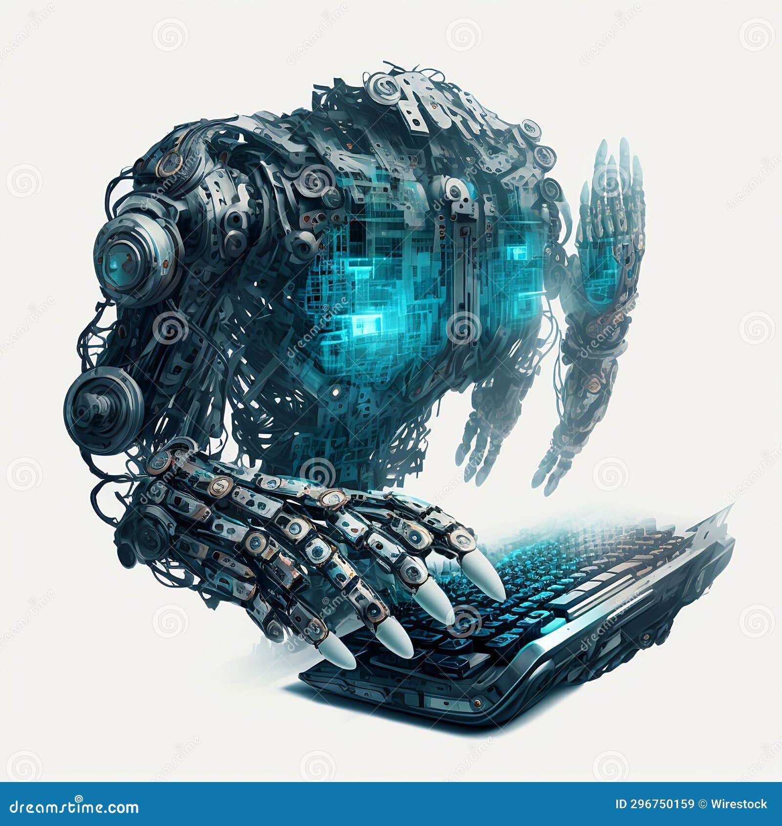 AI-generated Illustration of an Abstract Robot without a Head Typing on ...