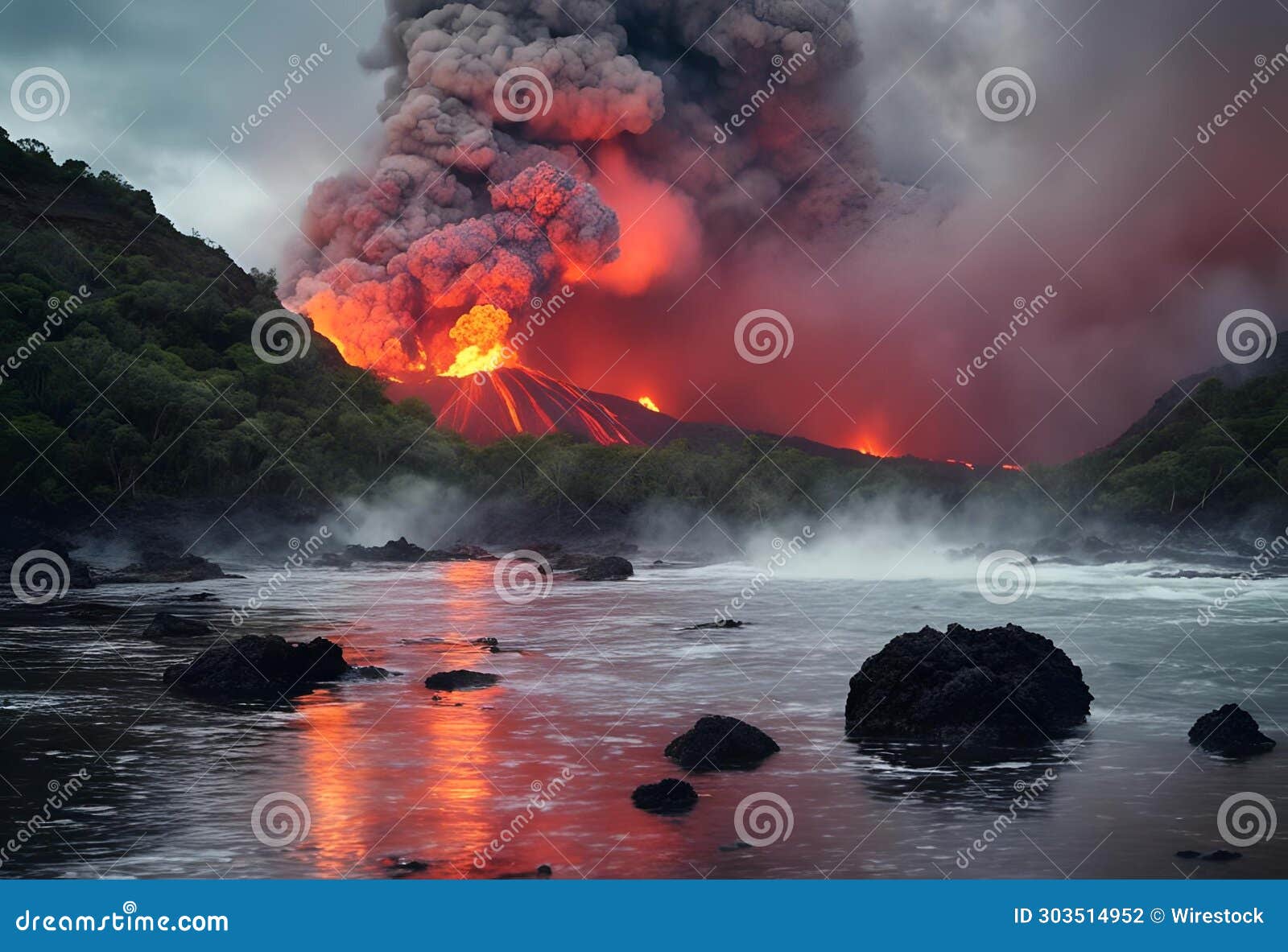 AI Generated Illustration of an Active Volcano Spewing Smoke and Ash ...
