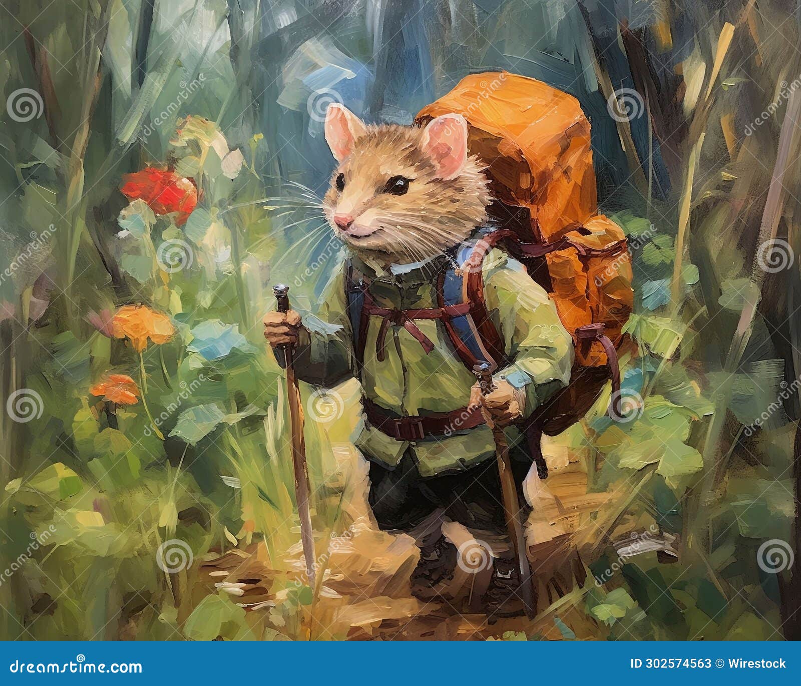 AI Generated Illustration of an Adorable Mouse with a Knapsack Walking ...