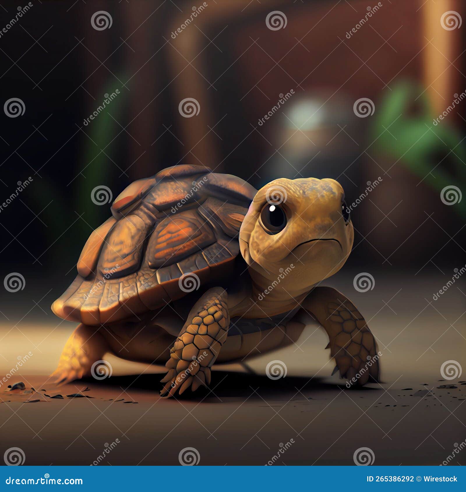AI Generated Illustration of an Adorable Turtle Stock Illustration ...