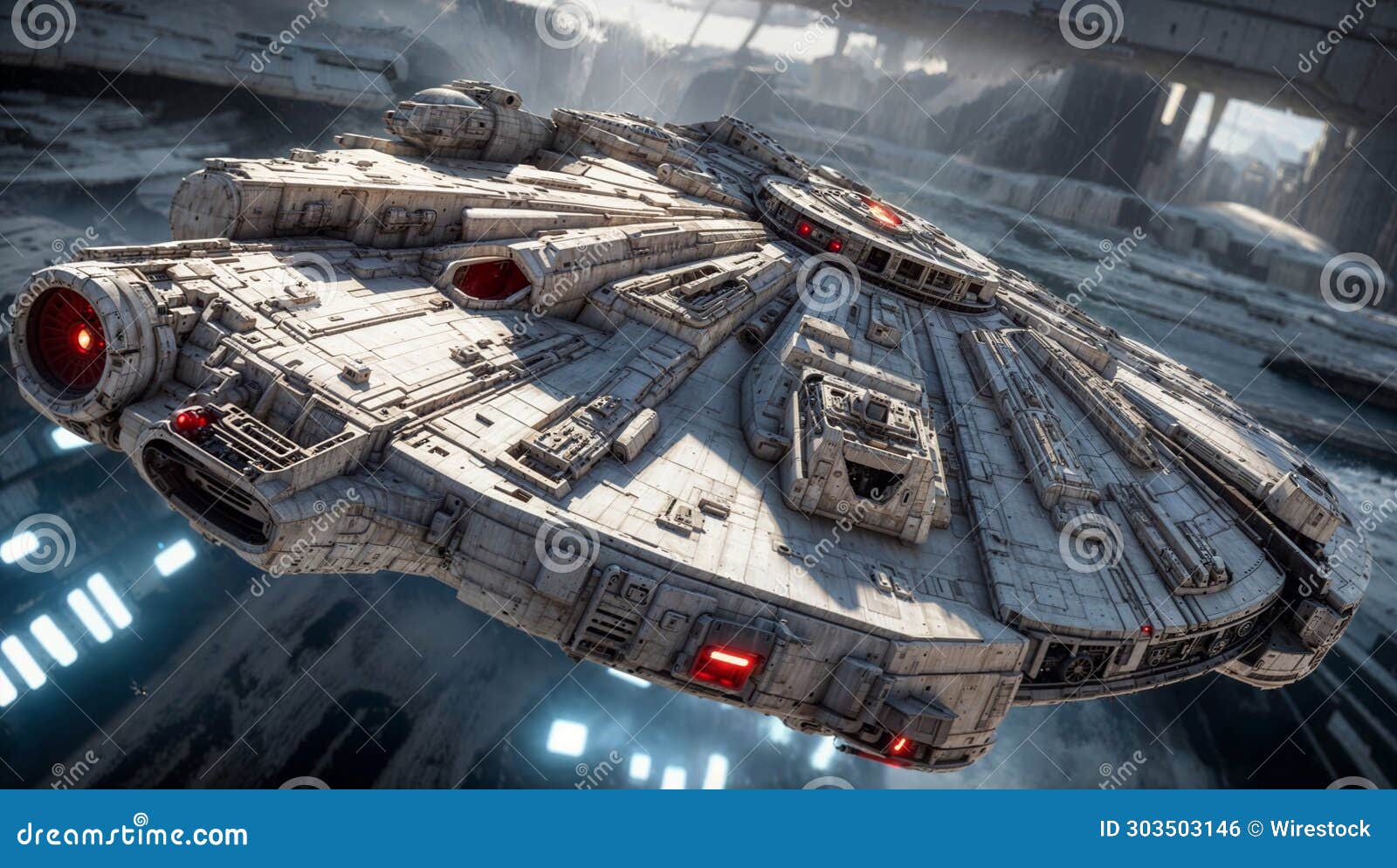 AI Generated Illustration of an Advanced Spaceship Hovering Over a ...