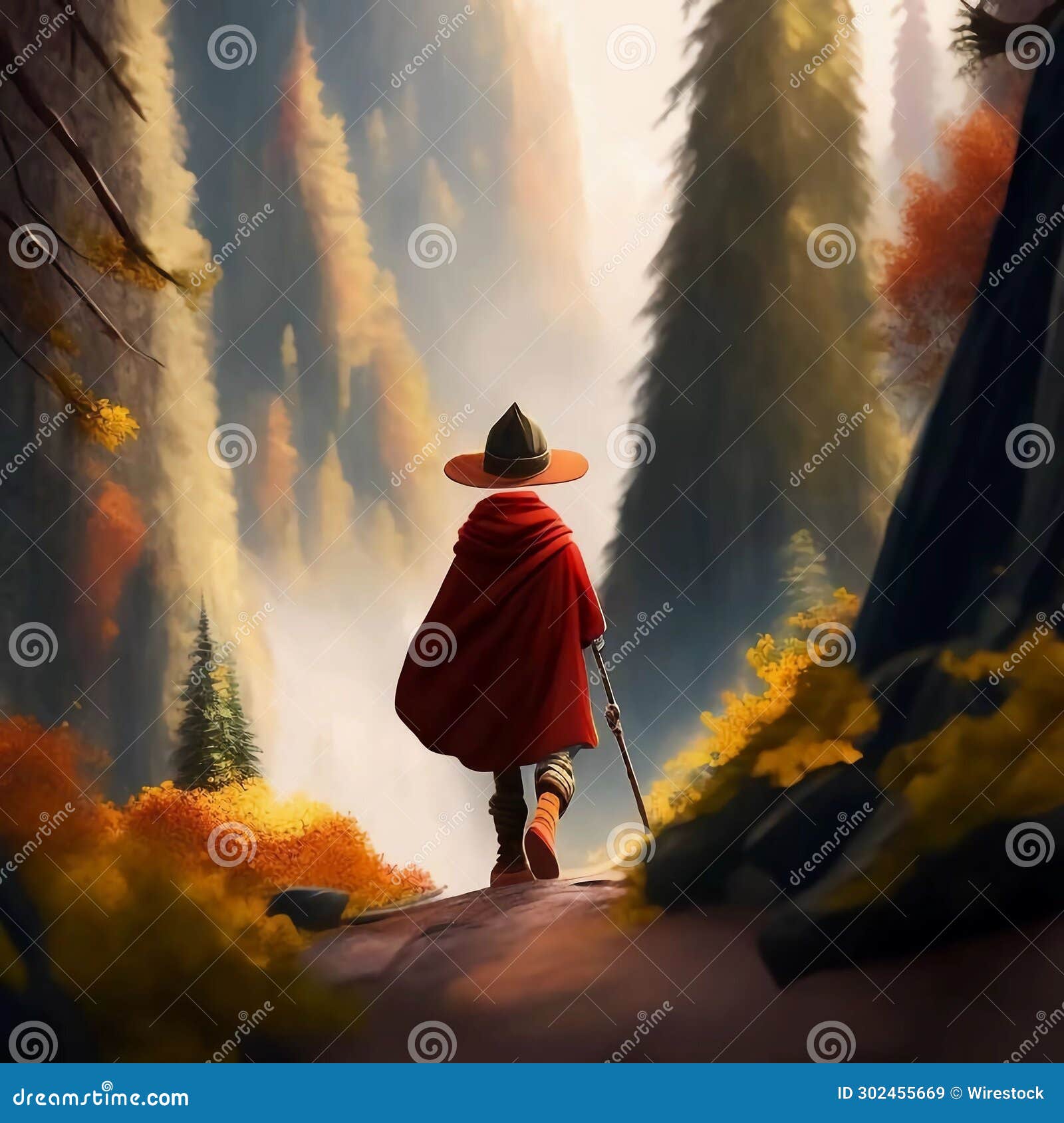 Wizard Walking With His Staff Illustration | CartoonDealer.com #139622164