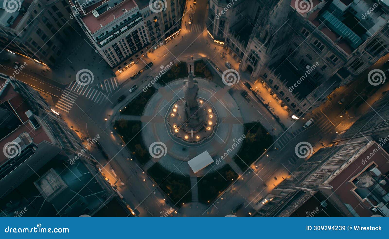 A Nighttime View Looking Down from the Top of a Clock Tower Stock ...