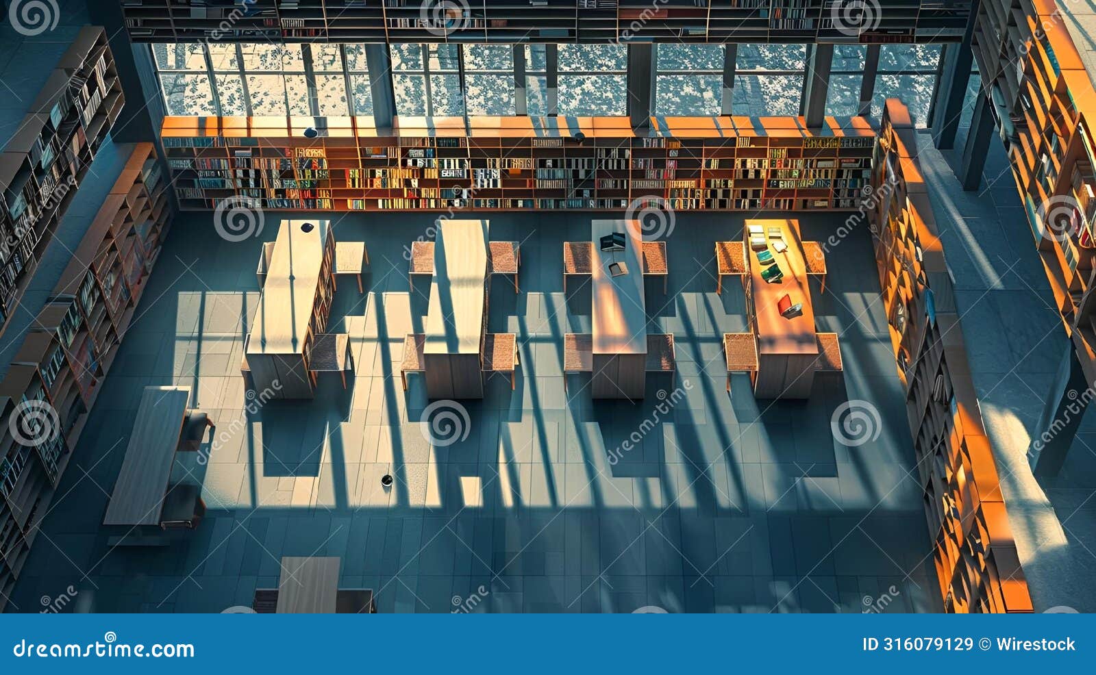 An Image of a Library from Above Looking Down into the Library Stock ...