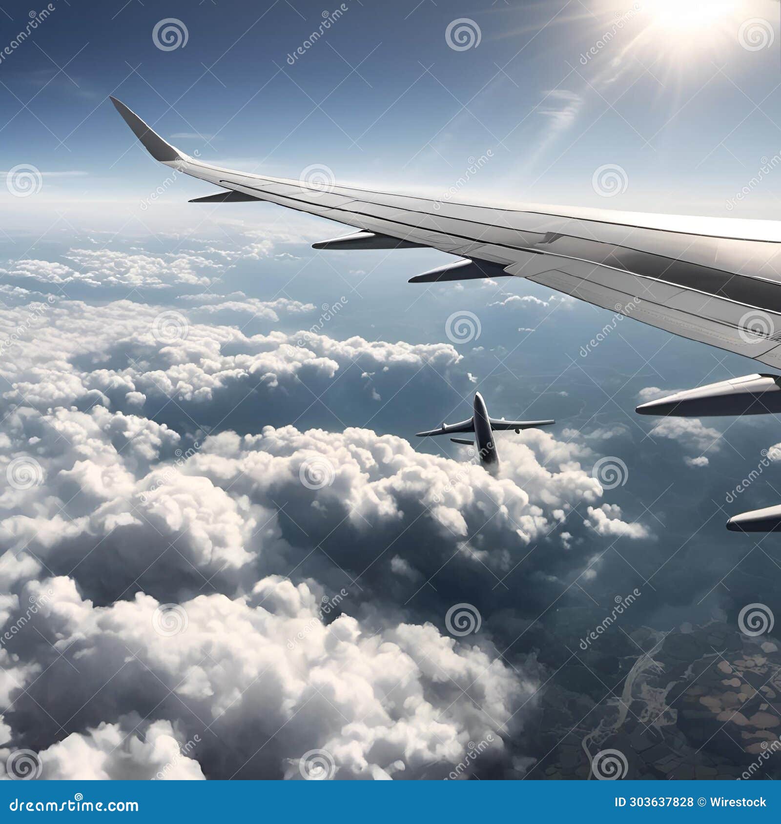 AI Generated Illustration of an Airplane Wing Featuring Two Spinning ...