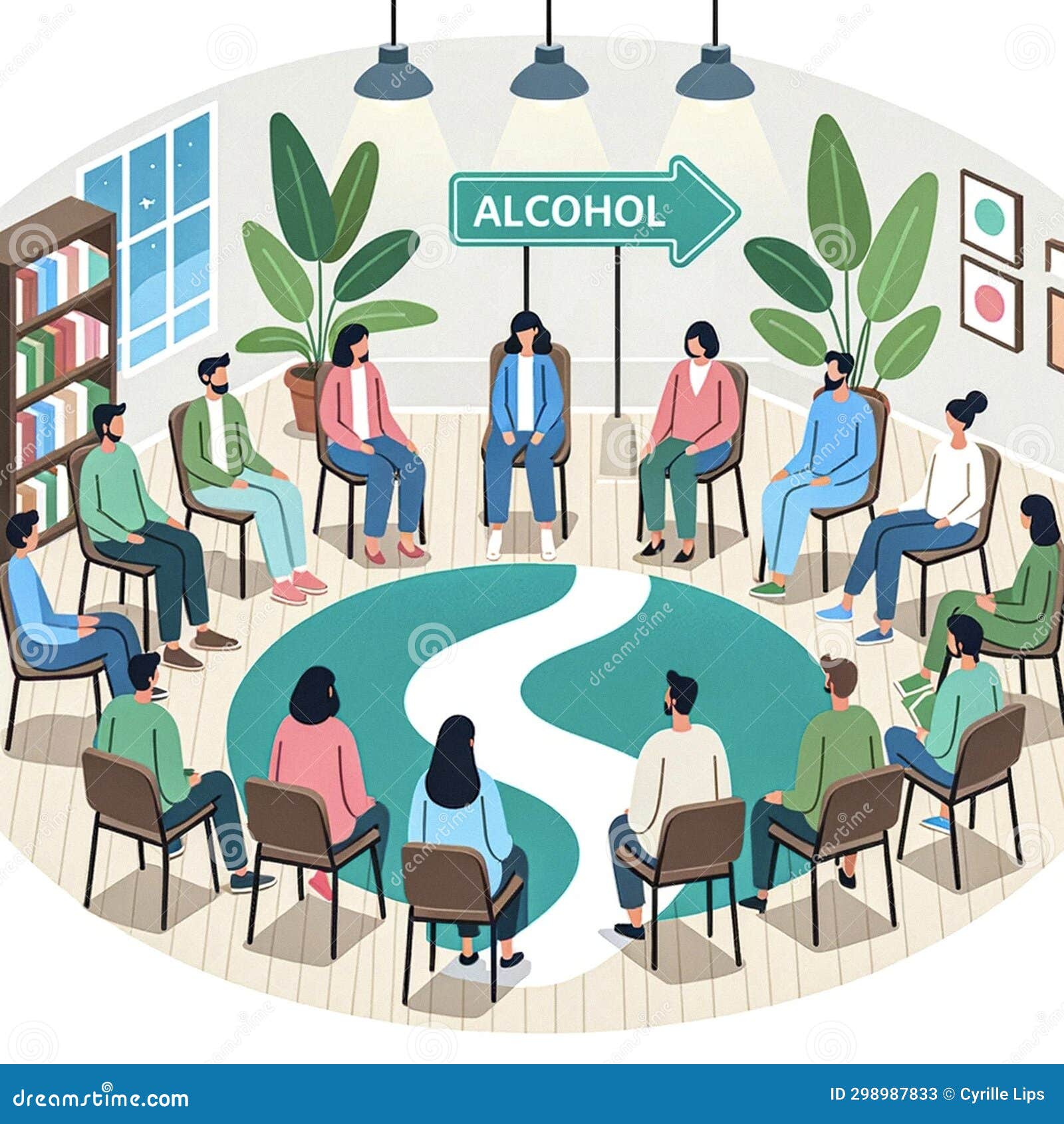 AI-Generated Illustration of an Alcoholics Anonymous Meeting Stock ...