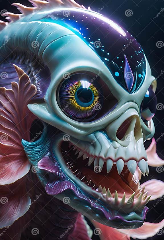 AI Generated Illustration of an Alien Fish with Sharp Teeth Stock ...