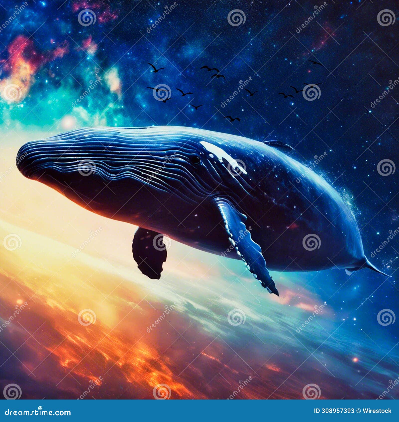 AI Generated Illustration of an Alien Space Whale Stock Illustration ...