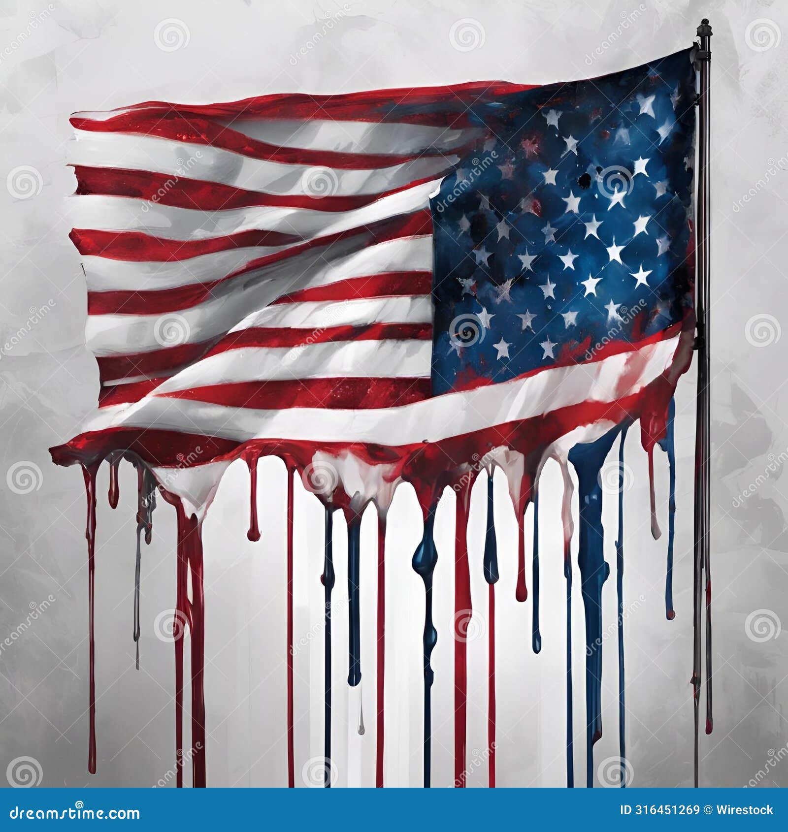 AI Generated Illustration of an American Flag Stained with Blood ...