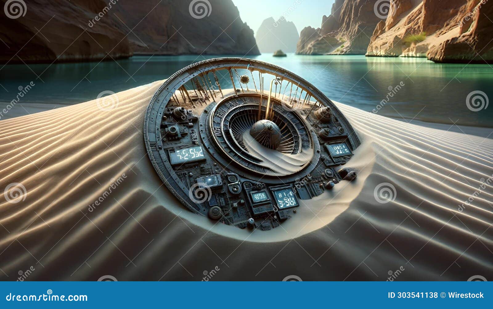 AI Generated Illustration of an Ancient, Sand-covered Timekeeping ...