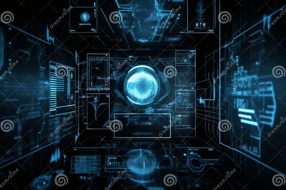 AI Generated Illustration of Abstract Technology Interface with Digital ...