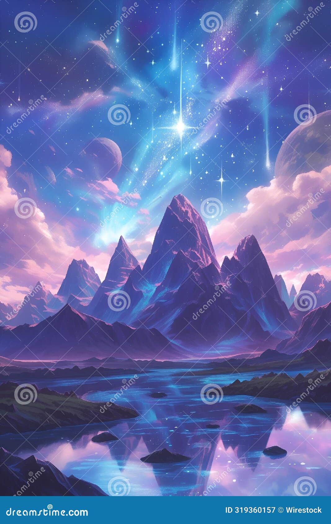 AI Generated Illustration of an Animated Mountain Landscape with a ...