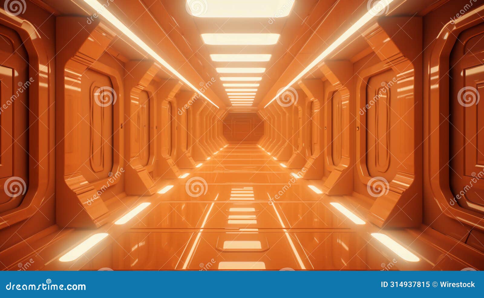 AI Generated Illustration of an Animated Spaceship Corridor with ...