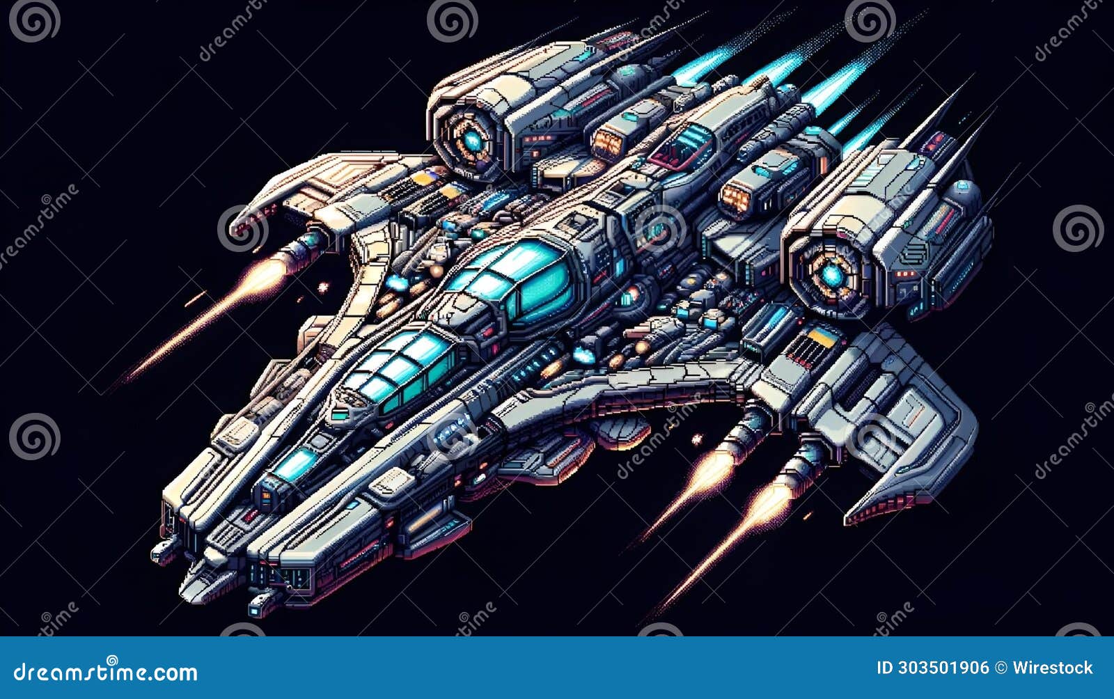 AI Generated Illustration of an Animated Spaceship Flying in a Virtual ...