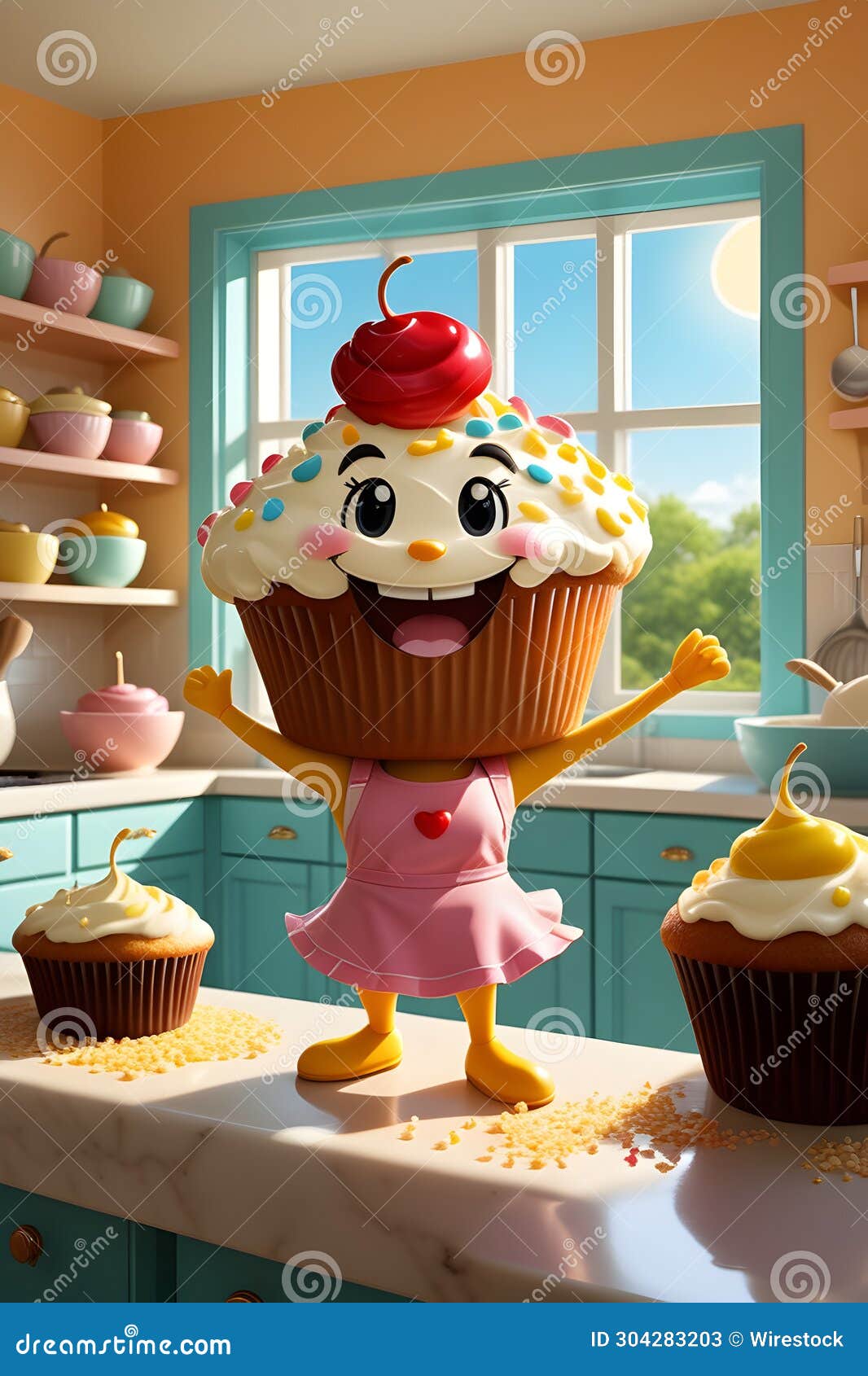 AI Generated Illustration of an Anthropomorphic Muffin Making a Mess in ...