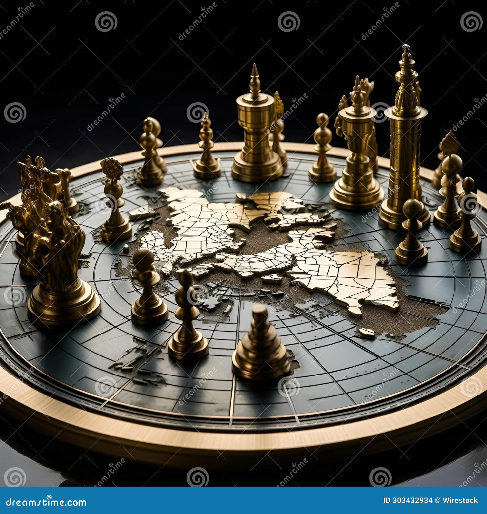 AI Generated Illustration of an Antique Chess Board with Pieces ...