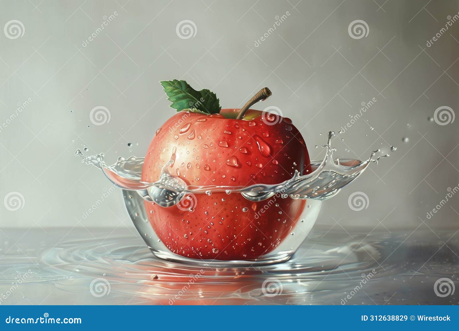 AI Generated Illustration of an Apple Dropping into Water Stock ...