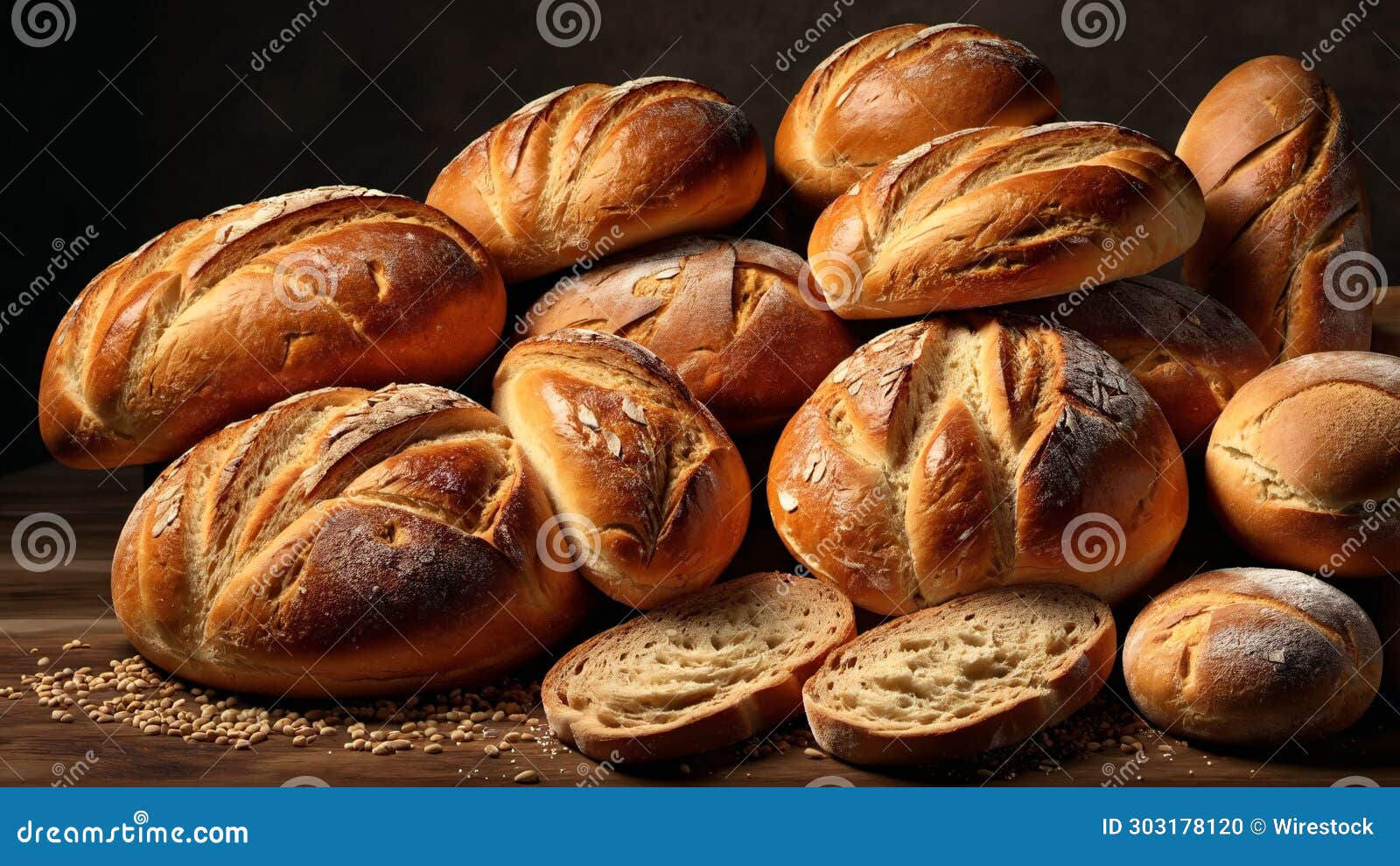 Bread with Many Different Kinds and Shapes is Arranged in a Pile Stock ...