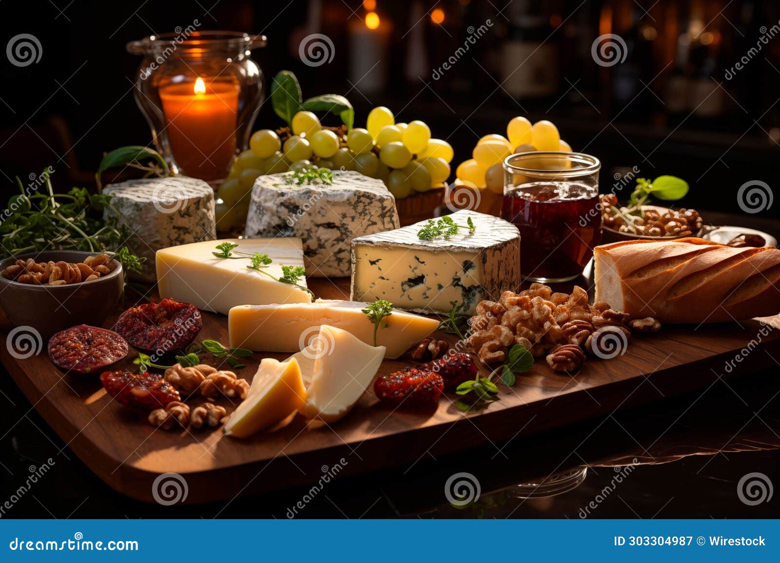AI Generated Illustration of an Array of Assorted Cheeses and Nuts ...