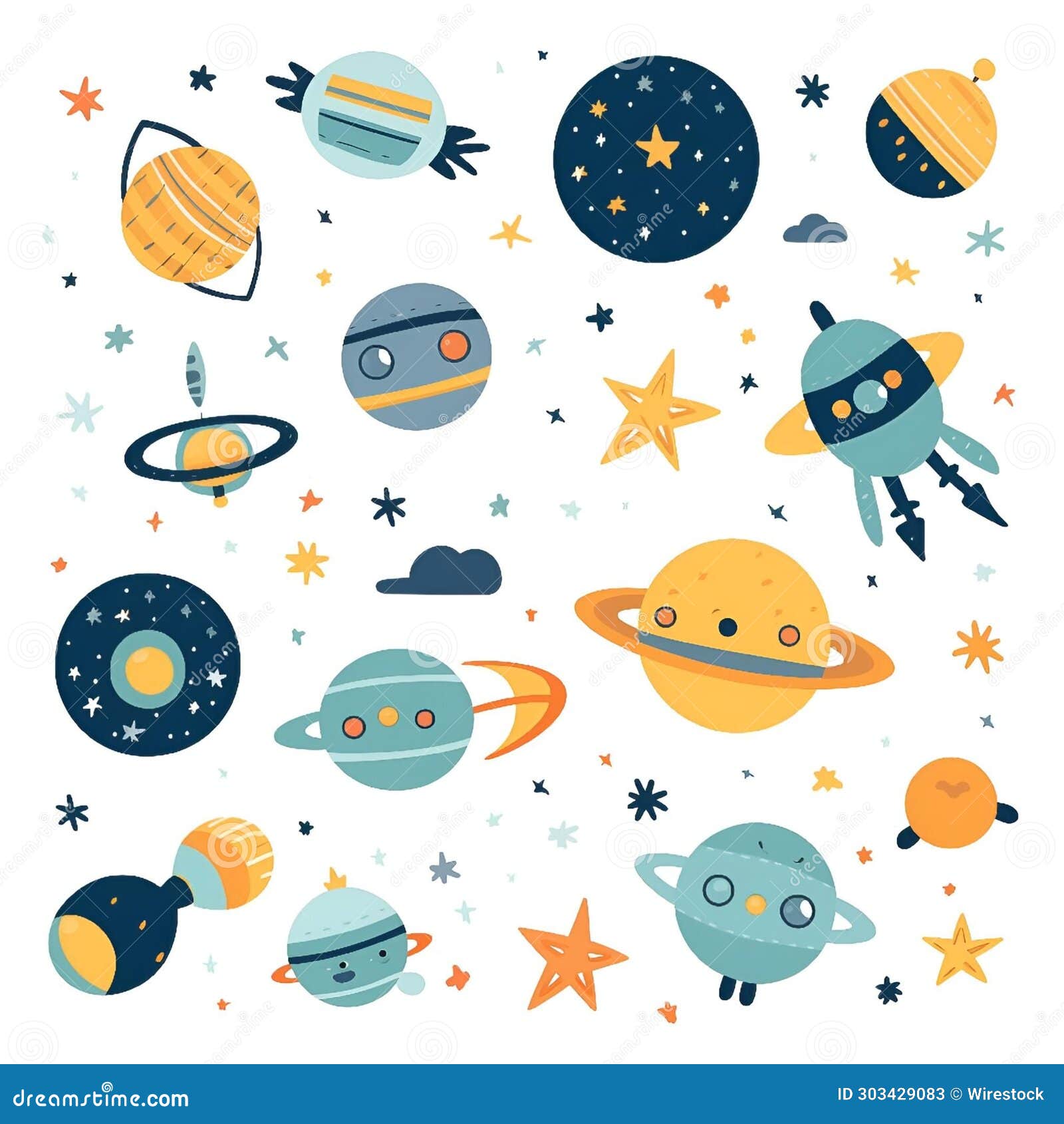 AI Generated Illustration of an Array of Cartoon-style Spaceships ...
