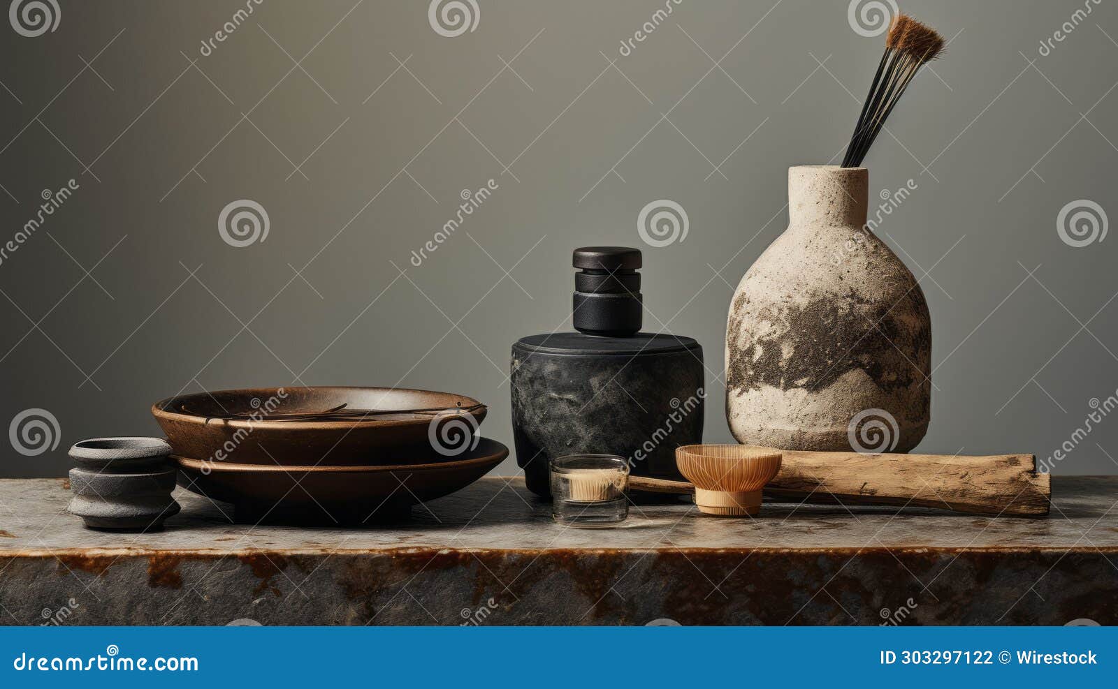 AI-generated Illustration of an Array of Clay Vessels on the Table ...