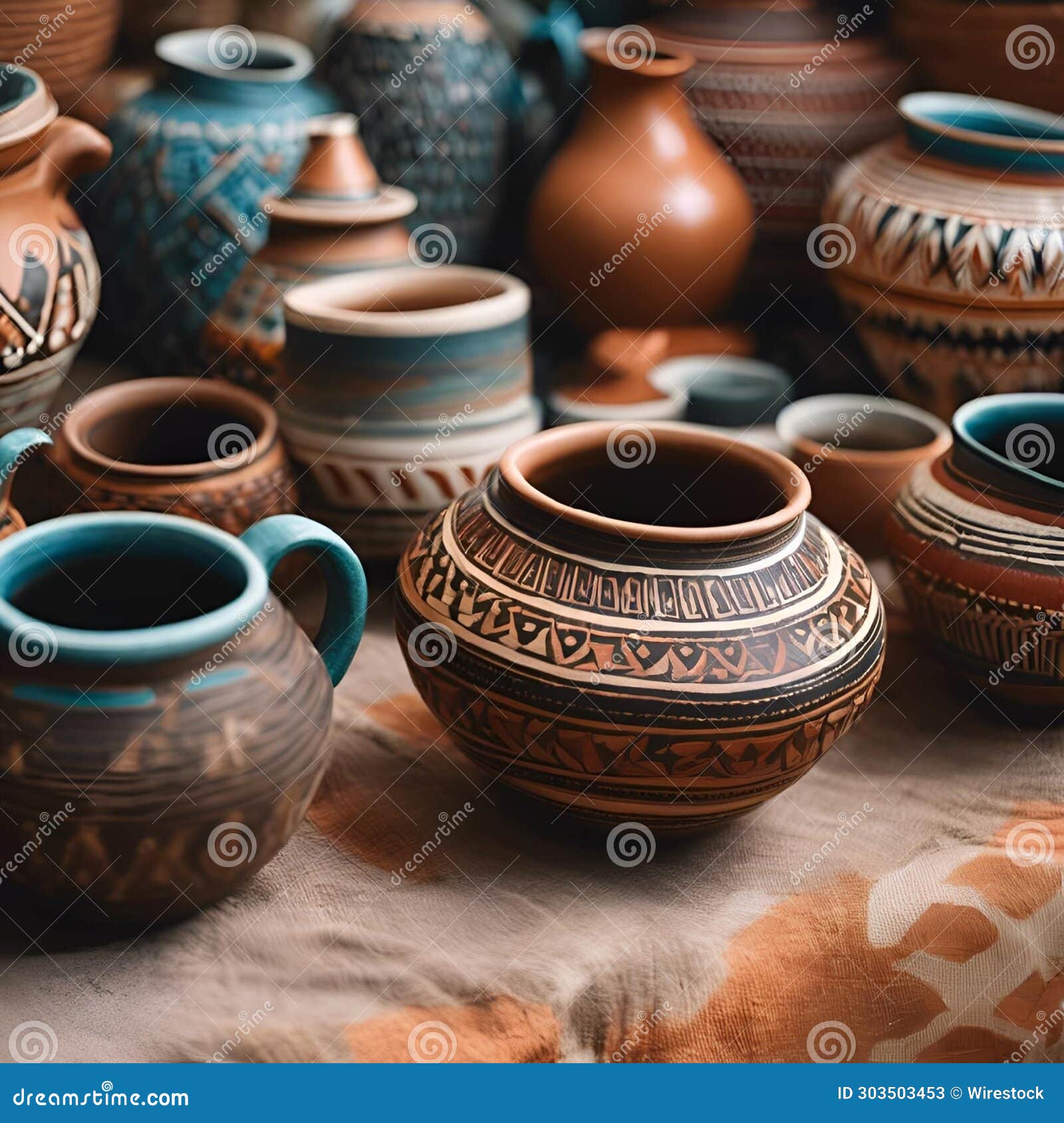 AI Generated Illustration of an Array of Clay Vessels in Varied Sizes ...