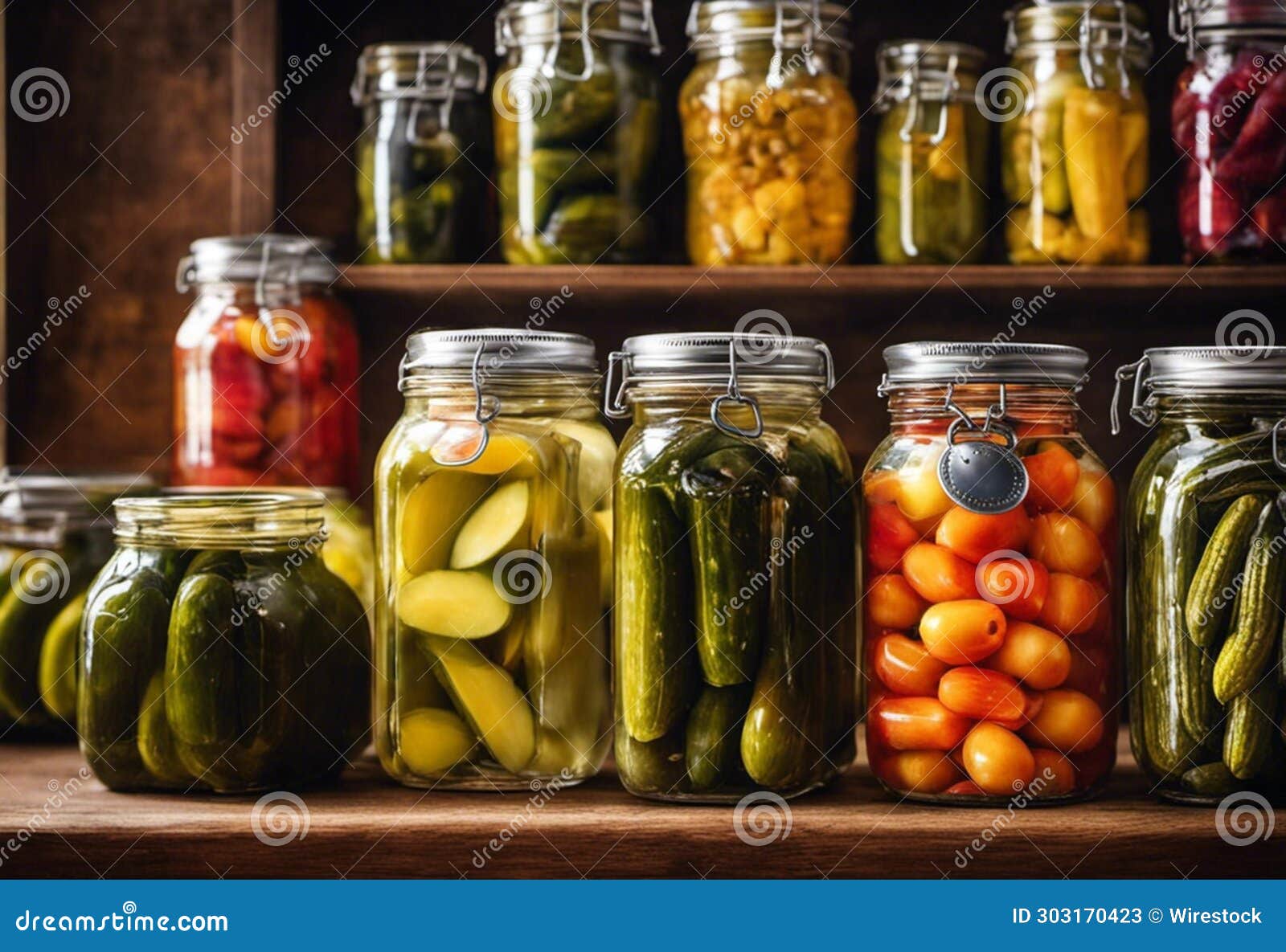 AI Generated Illustration of an Array of Colorful Pickles Displayed in ...
