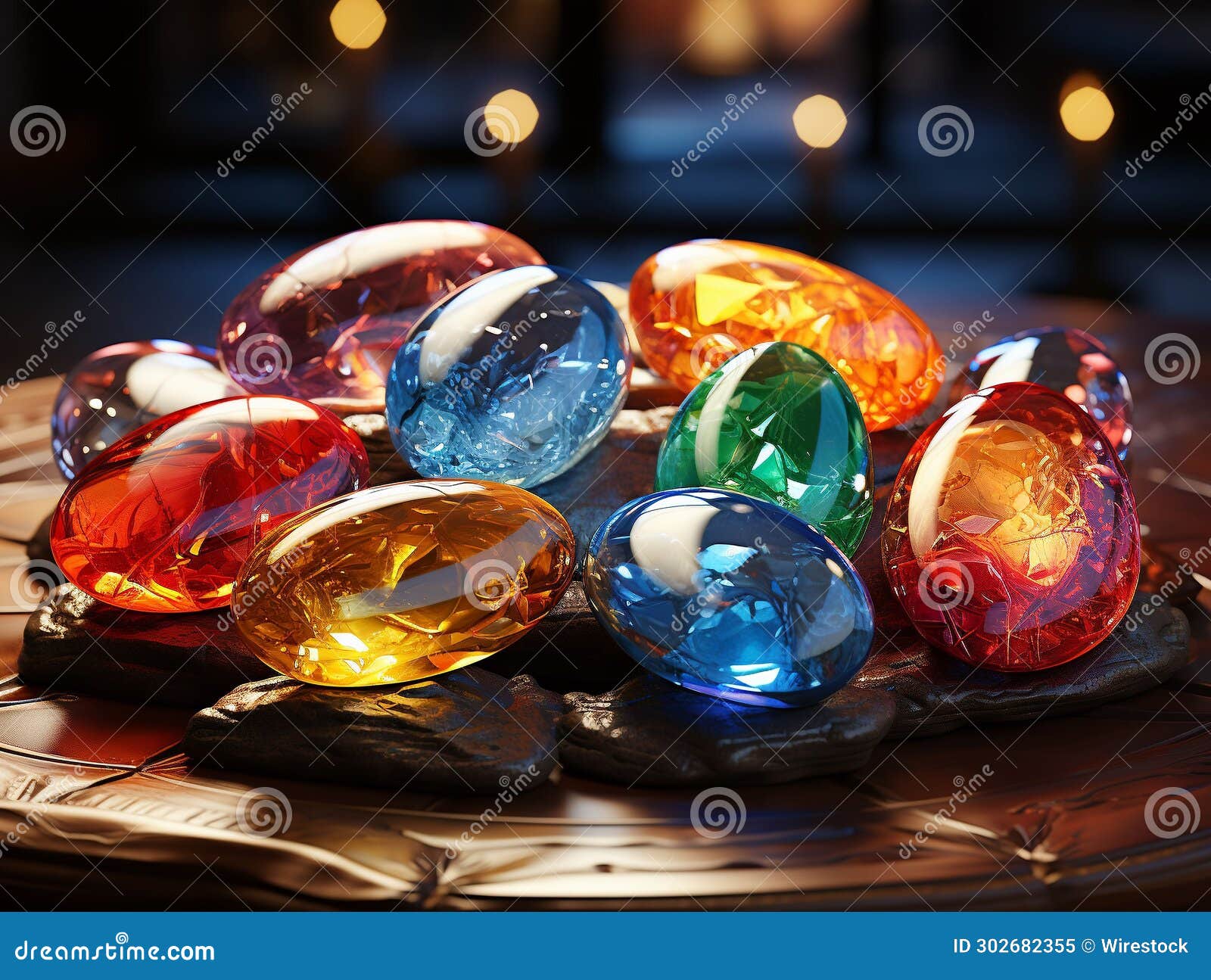 AI Generated Illustration of an Array of Multicolored Gemstones Stock ...