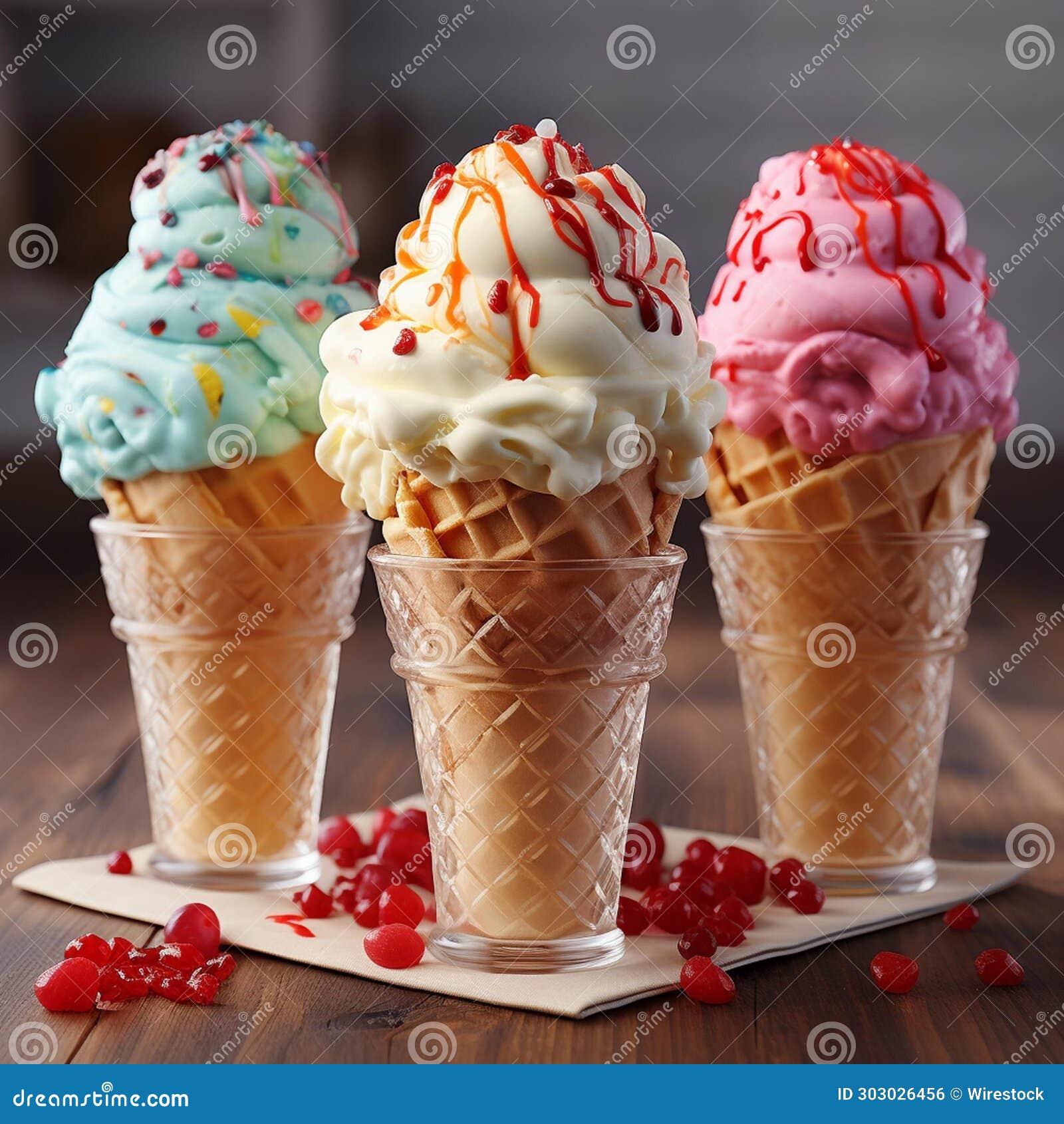 AI Generated Illustration of an Array of Multicolored Ice Cream Cones ...