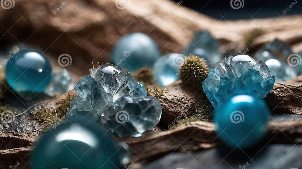 AI Generated Illustration of an Array of Turquoise and Blue Rocks and ...