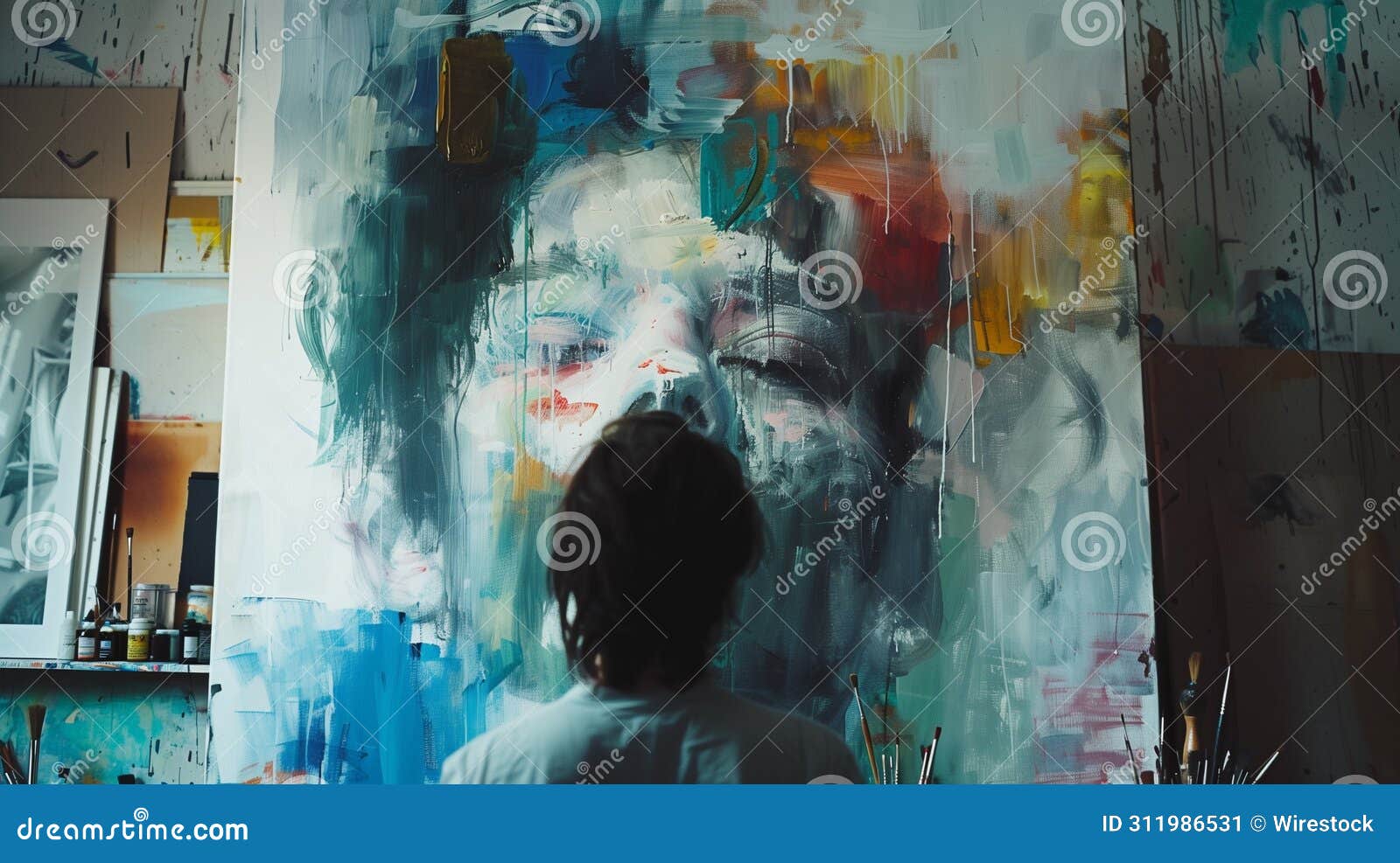 AI-generated Illustration of an Artist Deeply Engaged in the Creative ...
