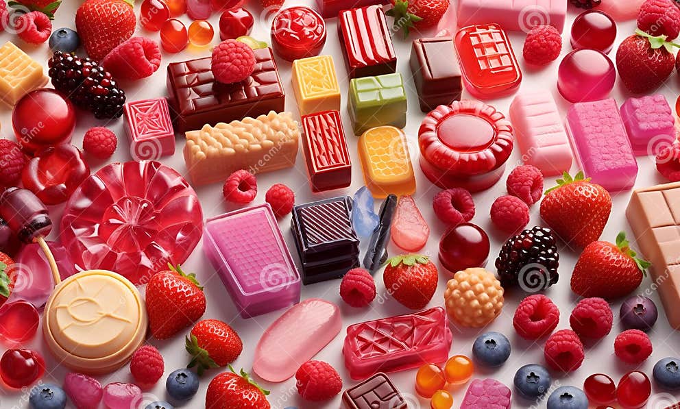 AI Generated Illustration of Assorted Candy Varieties on a White ...