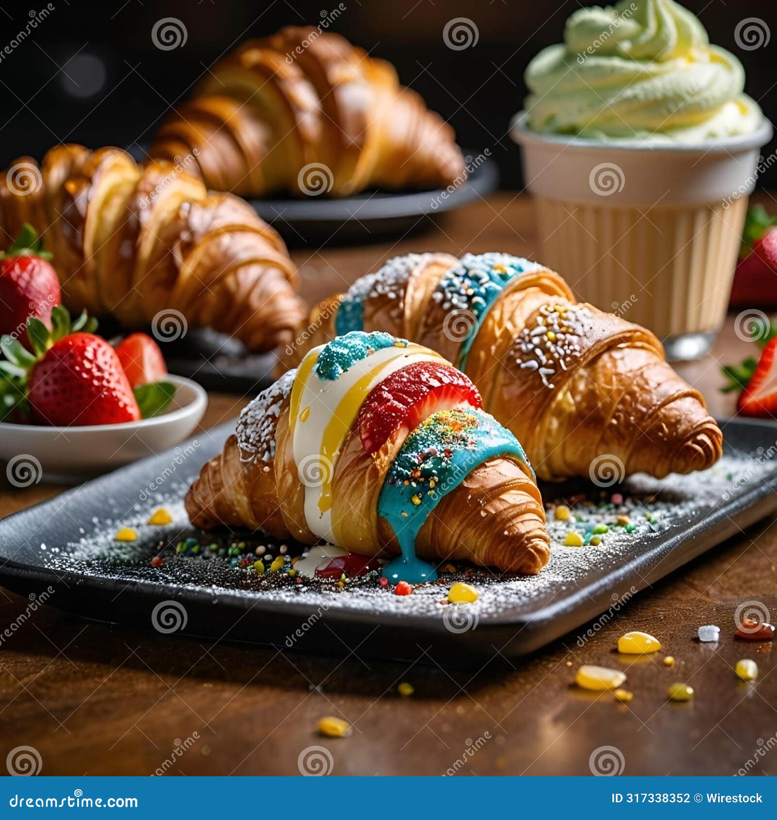 AI Generated Illustration of Assorted Croissants with Various Toppings ...