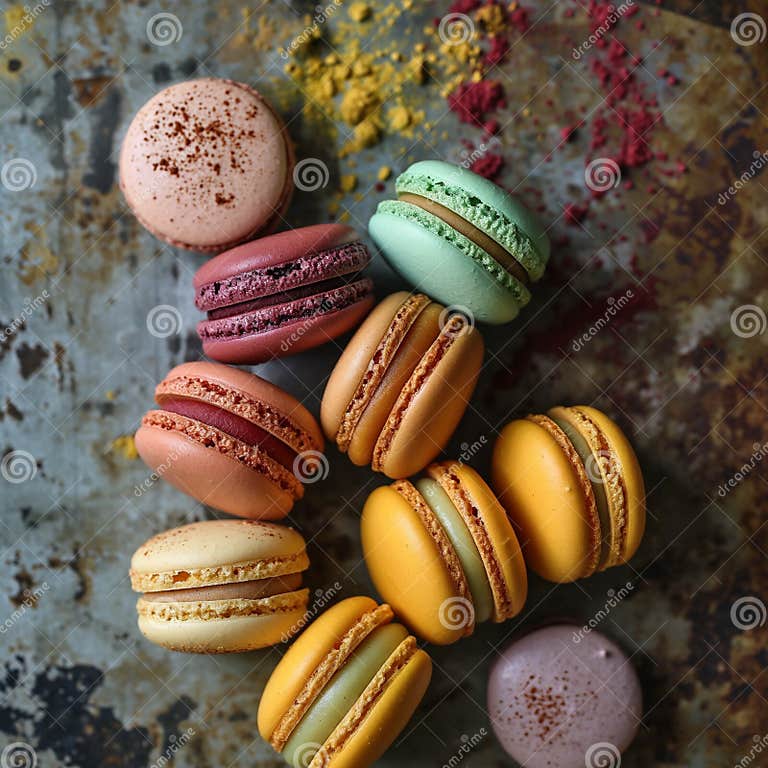 Different Flavored Macarons in the Shape of a Circle Stock Illustration ...