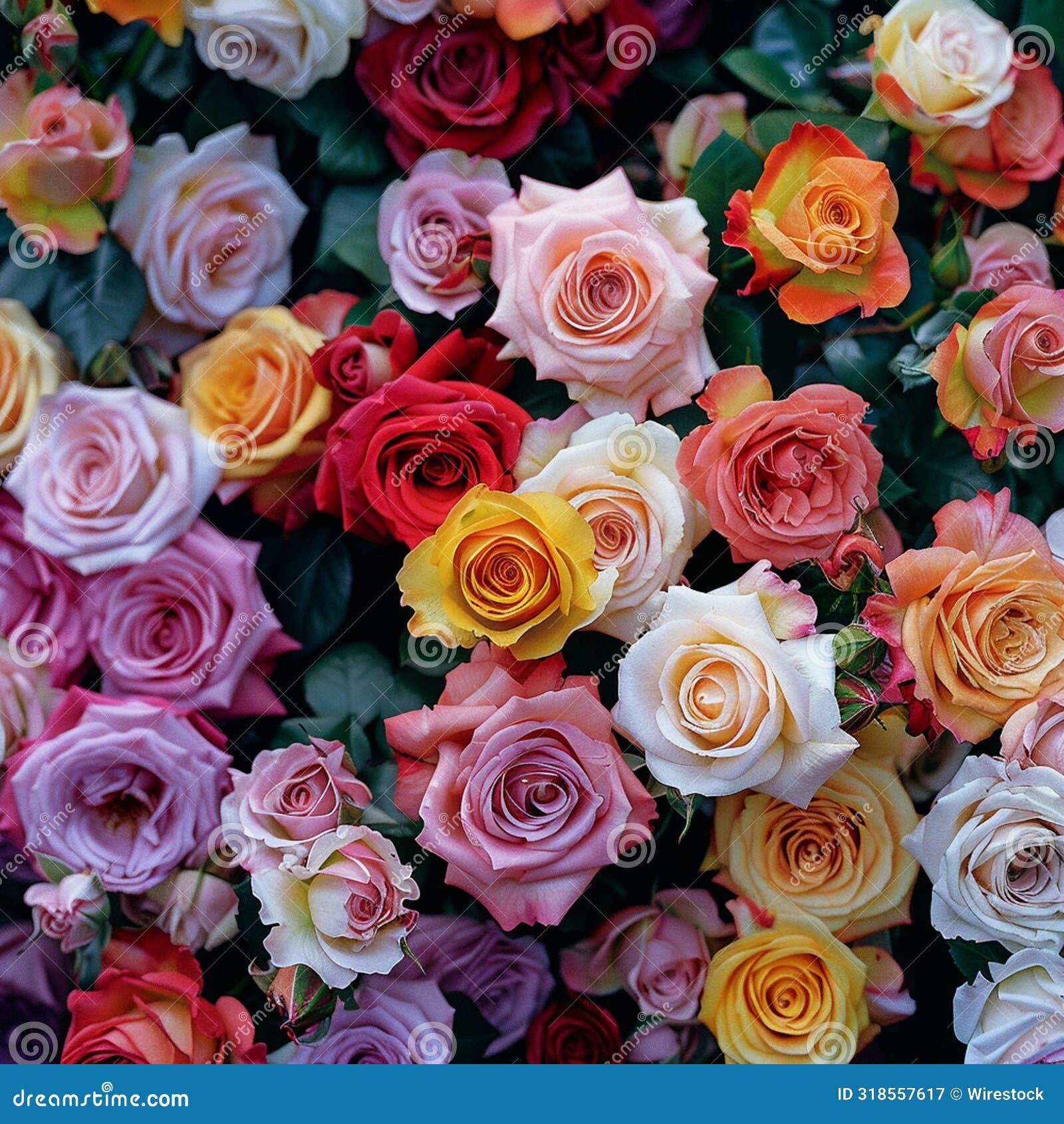 AI Generated Illustration of Assorted Roses in Various Colors and Sizes ...