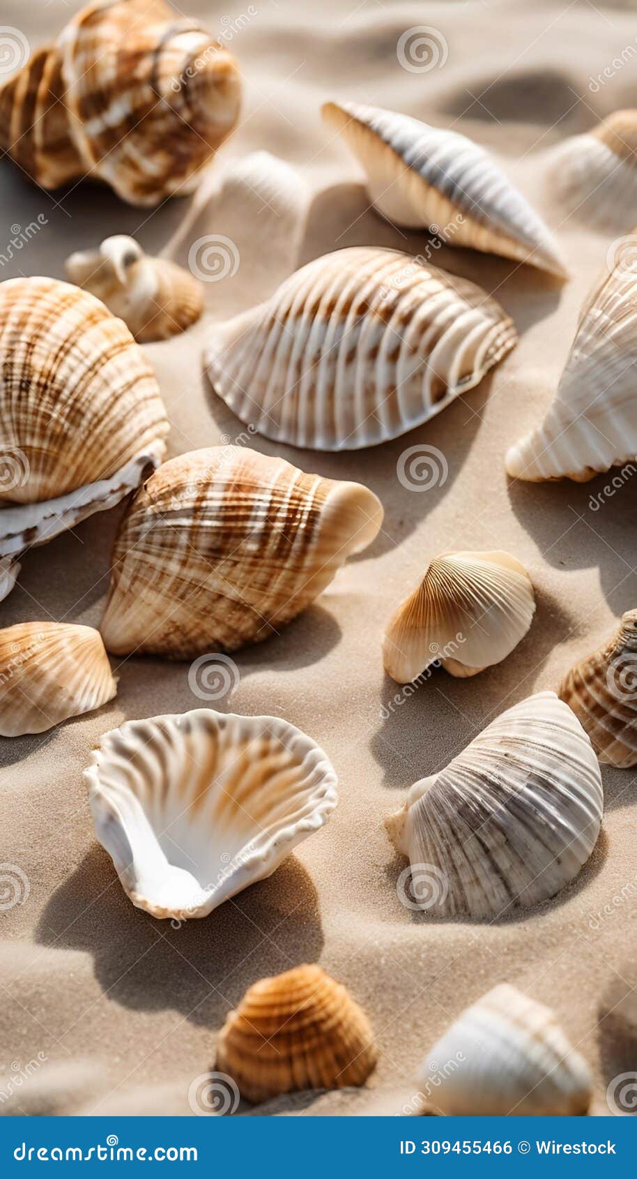 A Bunch of Shells and Clams on a Beach of Sand Stock Illustration ...