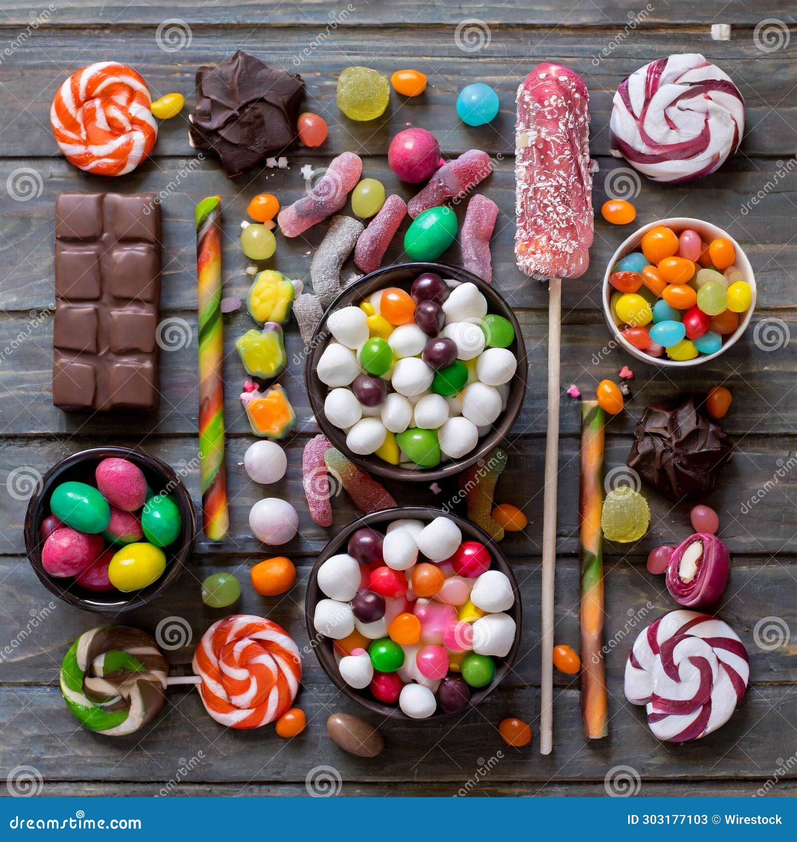 AI Generated Illustration of an Assortment of Various Candies and ...