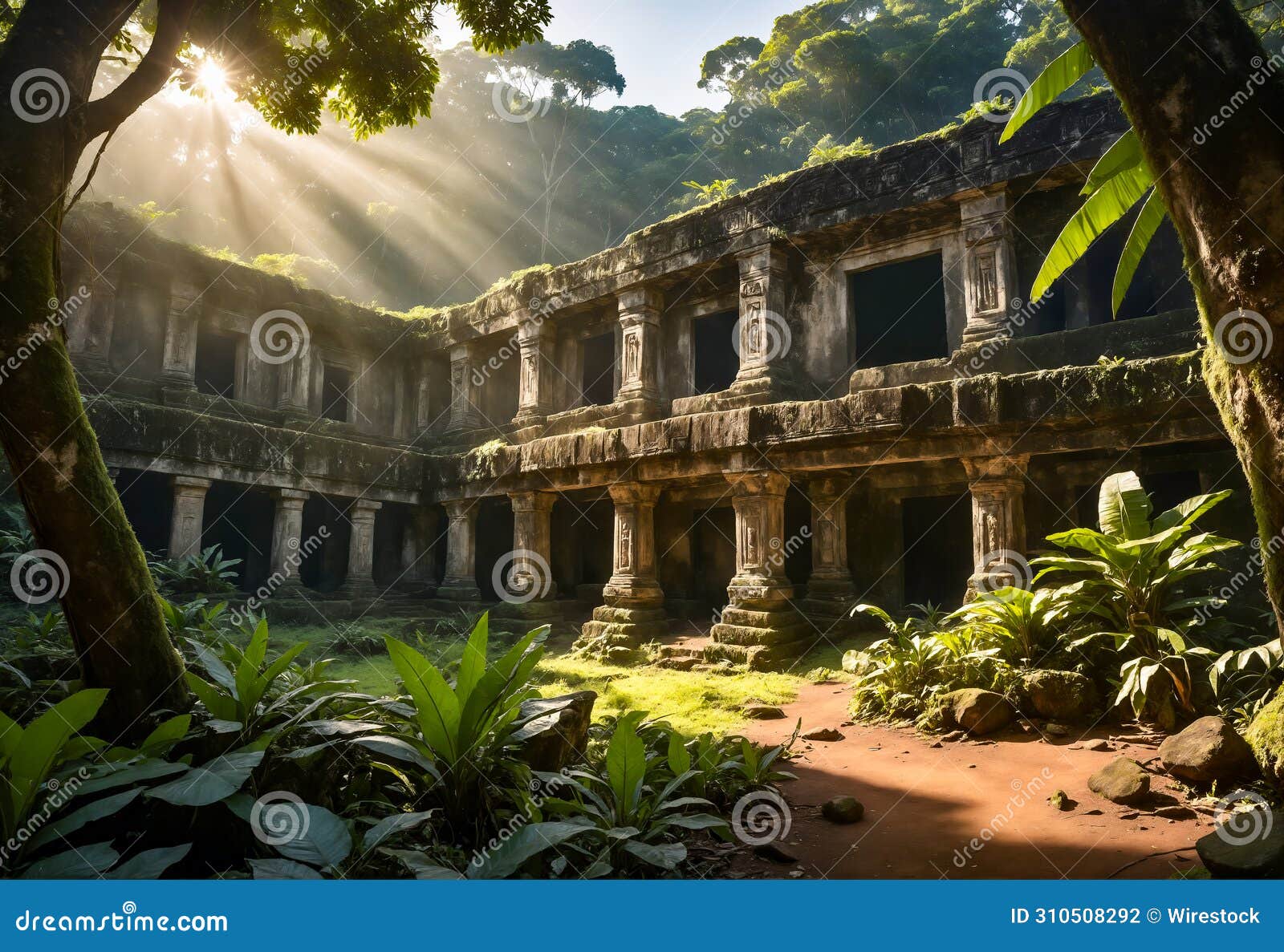 AI Generated Illustration of an Aztec Ruin in Amazon Rainforest Stock ...
