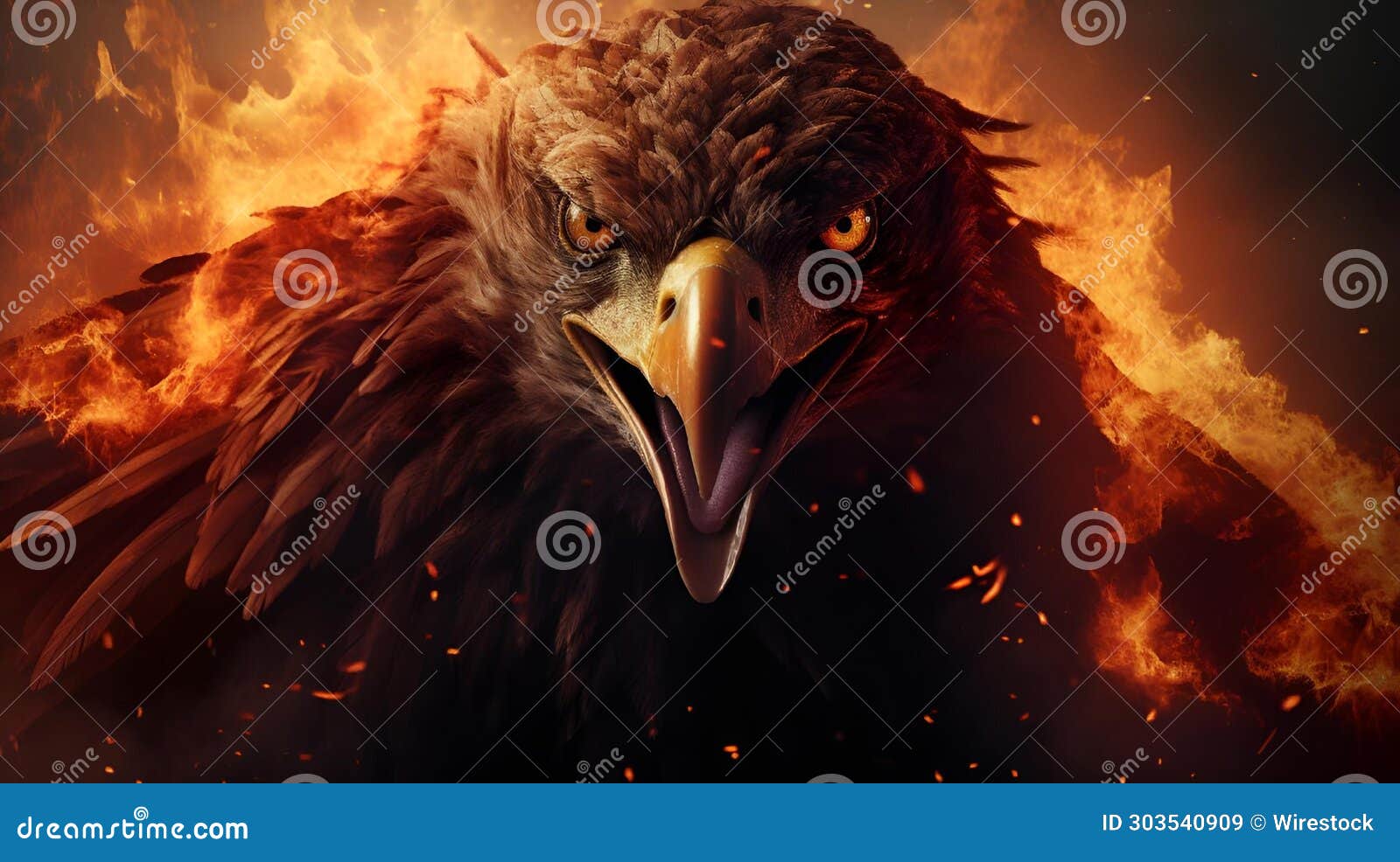 AI Generated Illustration of a Bald Eagle in Burning Flames Stock Illustration - Illustration of ...