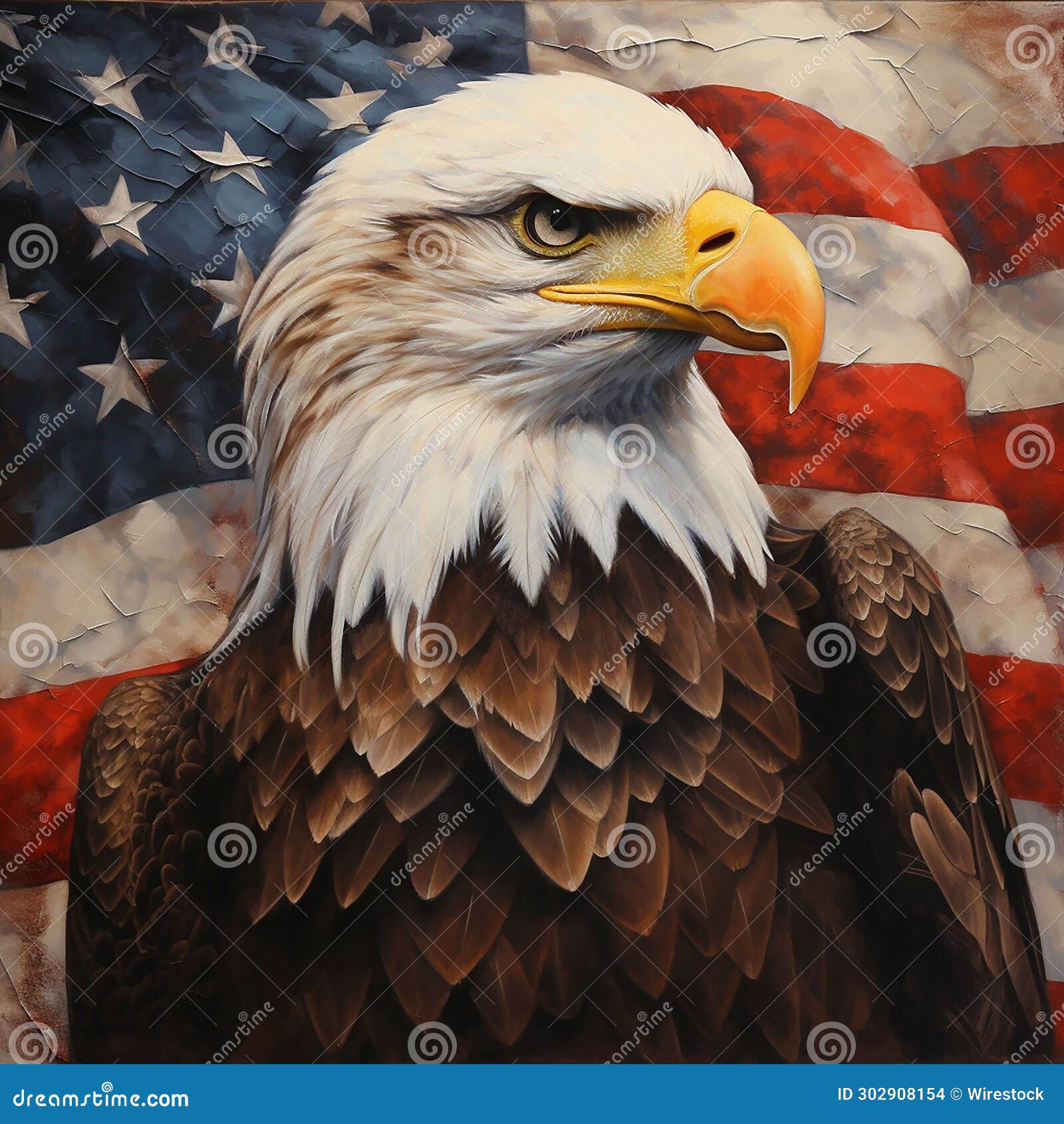 AI Generated Illustration of a Bald Eagle with the US Flag in the ...