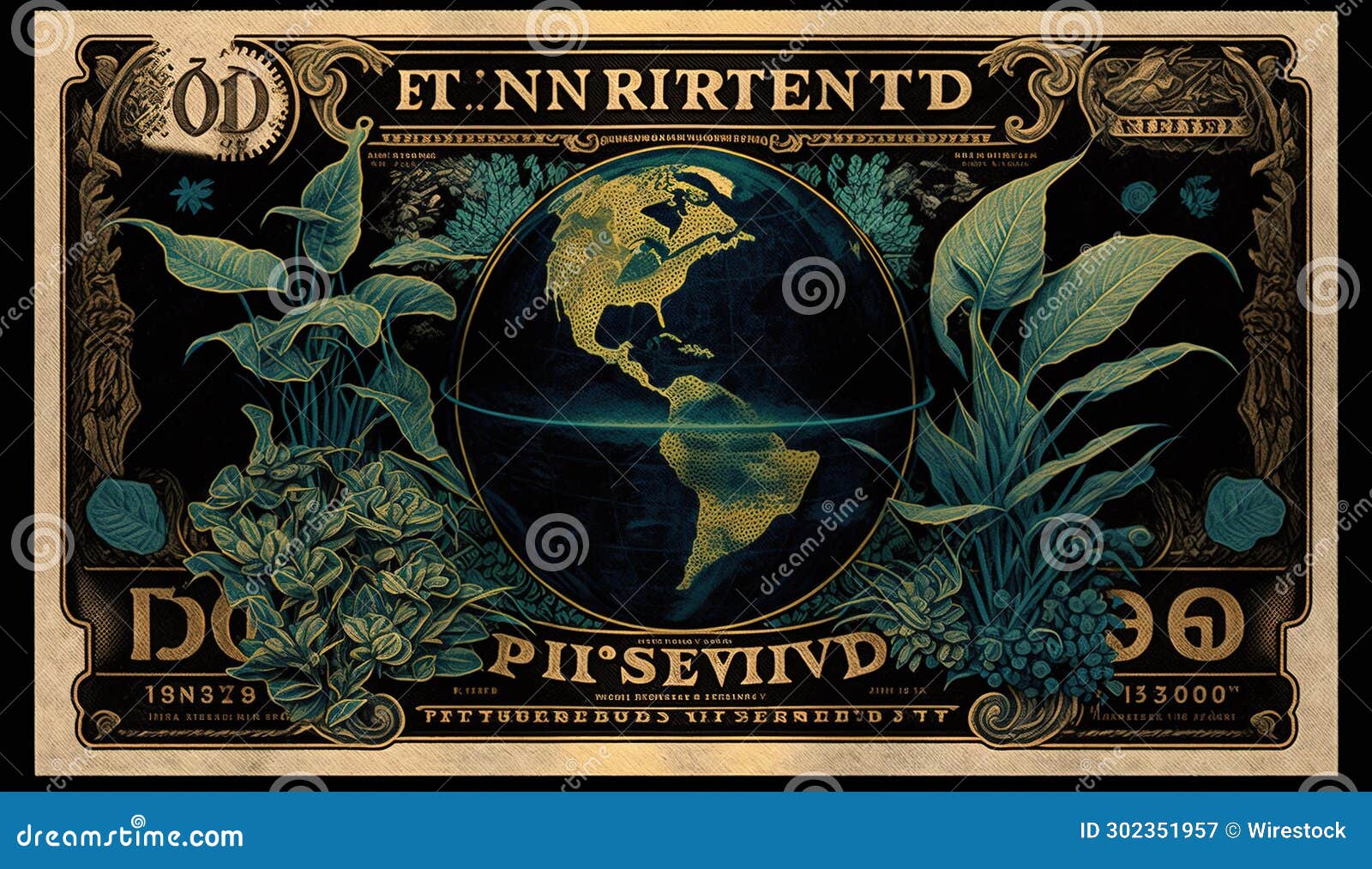 AI Generated Illustration of a Banknote Designed with the Planet Earth ...