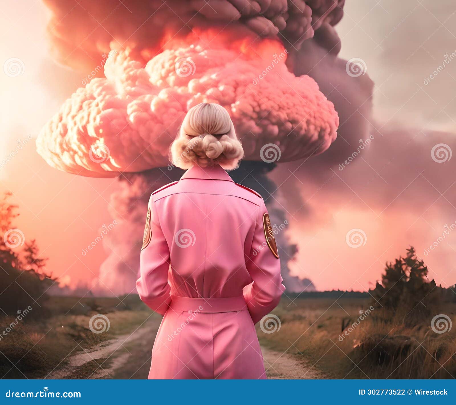 AI Generated Illustration of a Barbie Standing in a Field Against a ...