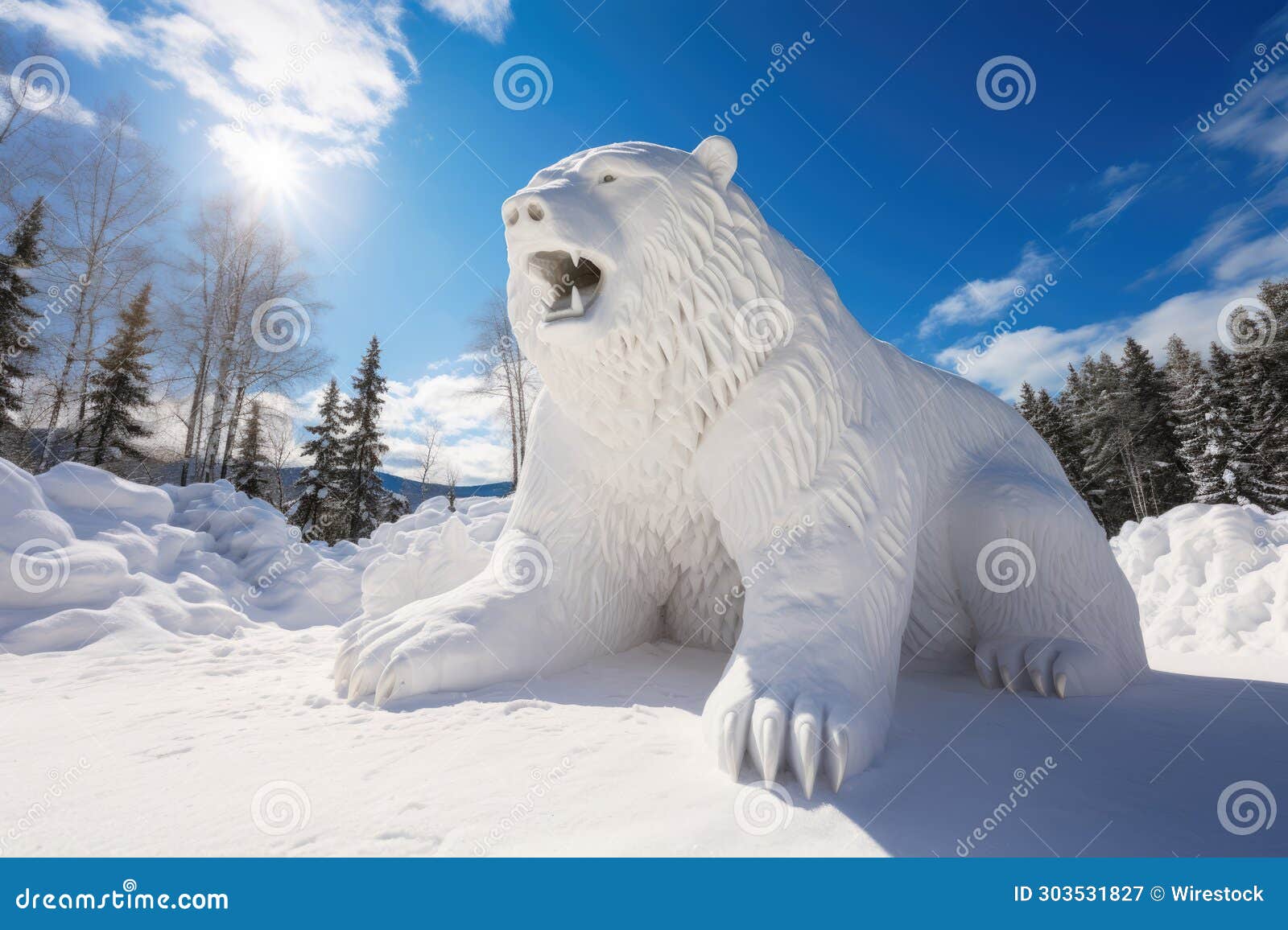 AI Generated Illustration of a Bear Made of Snow Stock Image - Image of ...