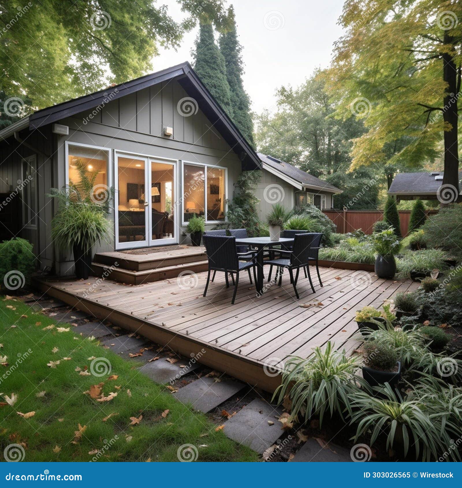 AI Generated Illustration of a Beautiful House with a Spacious Patio ...