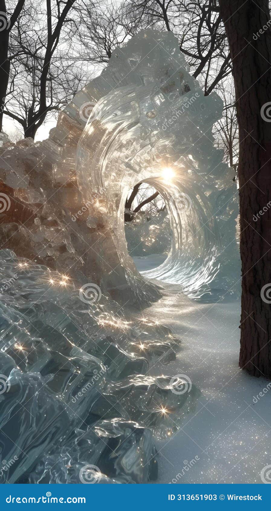 AI-generated Illustration of a Beautiful Ice Arch in the Forest ...